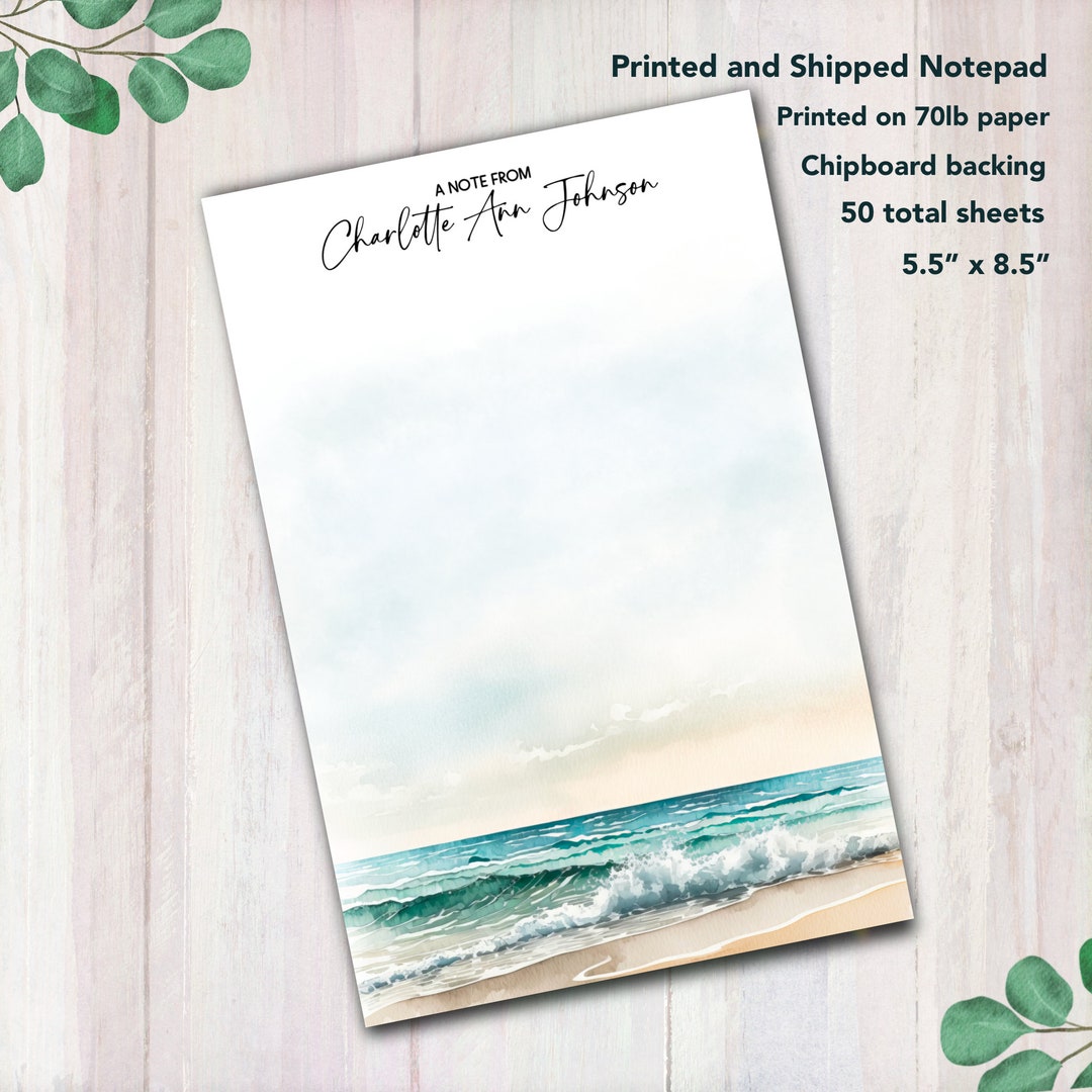 Personalized Notepad With Ocean Crashing Waves - Stationery Gift ...