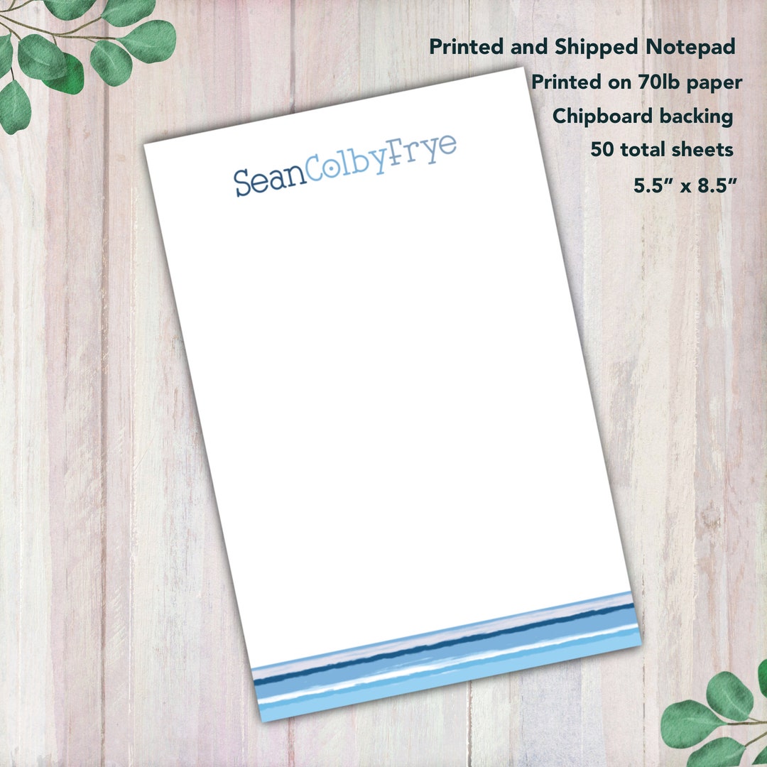 Personalized Kids Notepad - Blue Note Pad Stationery for Boys - Custom ...