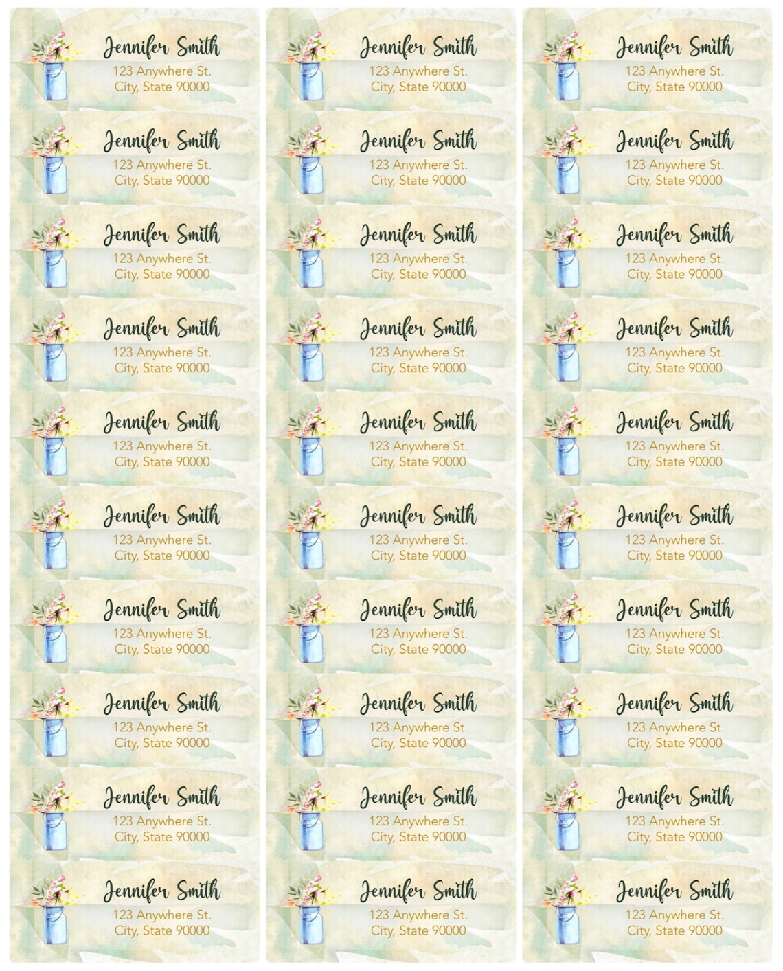 Watercolor Flowers Return Address Labels Personalized Flower - Etsy