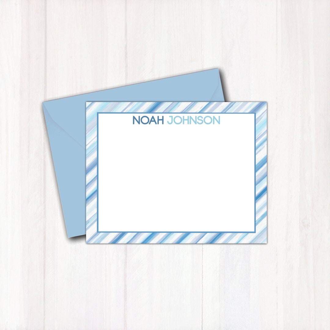 Kids Note Cards - Kids Personalized Stationery Set - Blue Note Cards ...