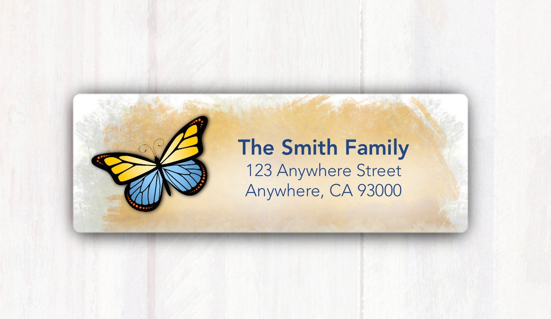 Butterfly Address Labels - Personalized Yellow & Blue Butterfly Return ...