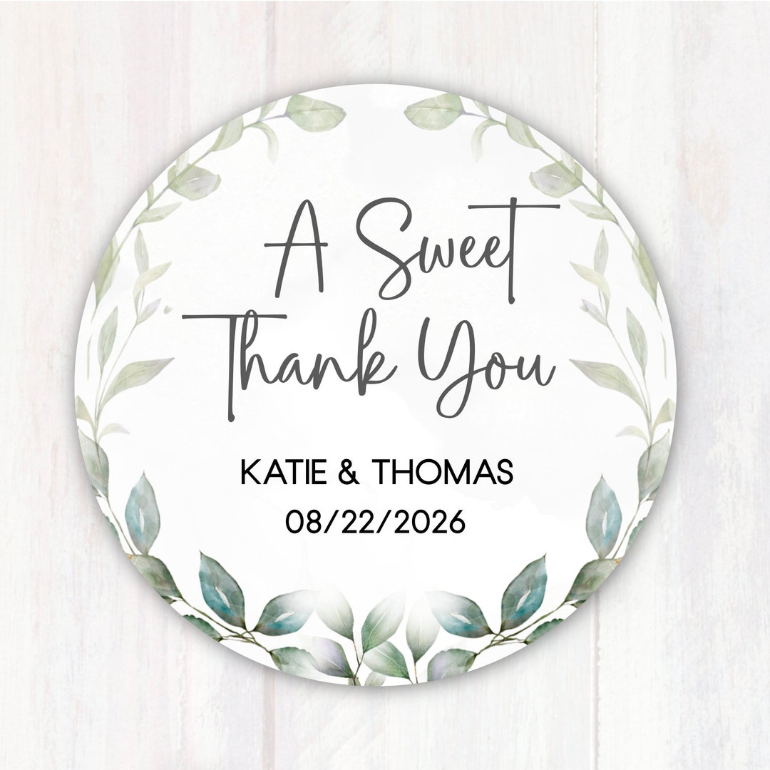 A Sweet Thank You Stickers - Personalized Wedding Favor Thank You ...