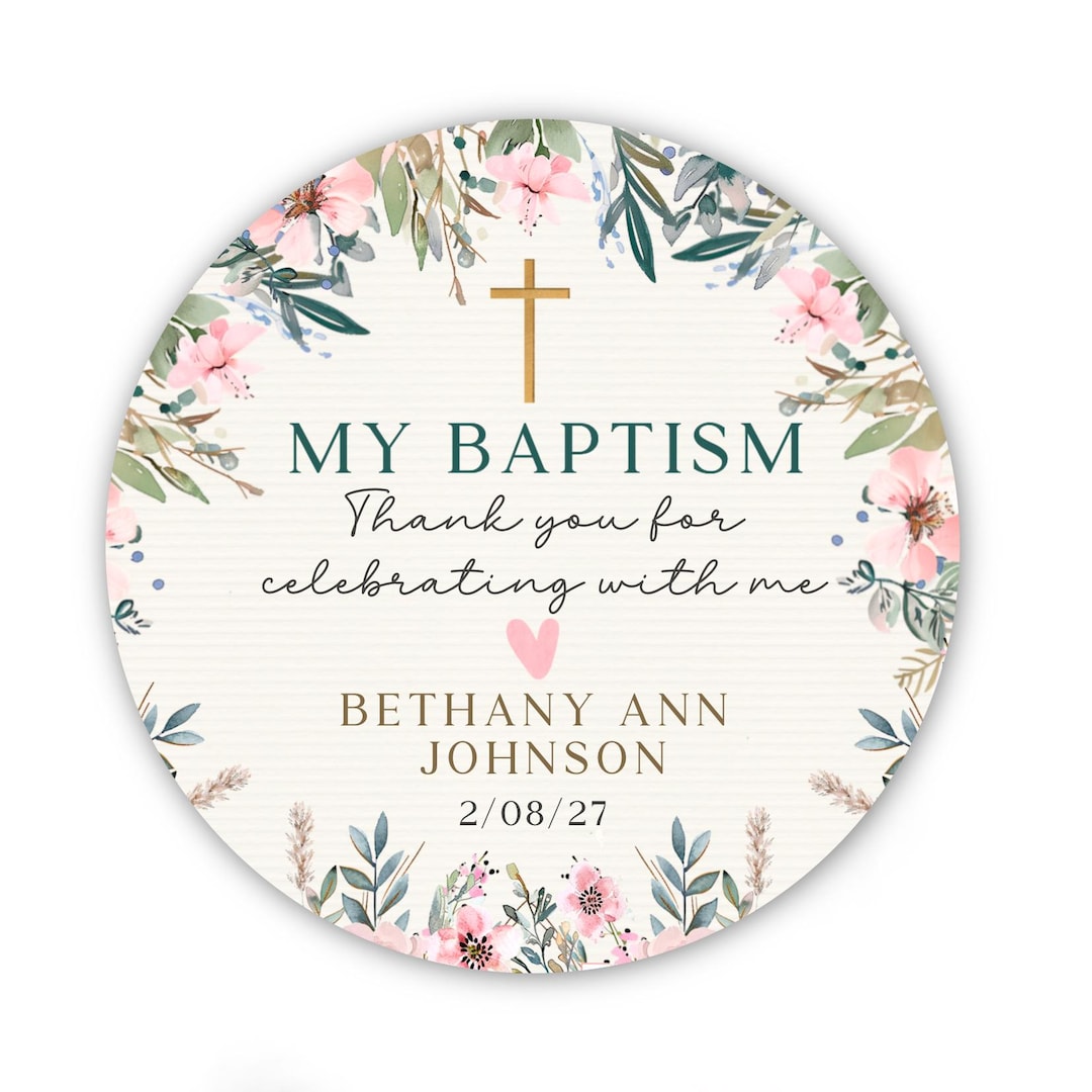 Baptism Labels - Personalized My Baptism Favor Labels - 2” Round Custom ...
