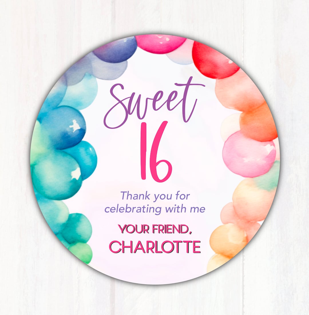 Sweet Sixteen Stickers, Printed, Sweet 16 Stickers Labels, Personalized ...