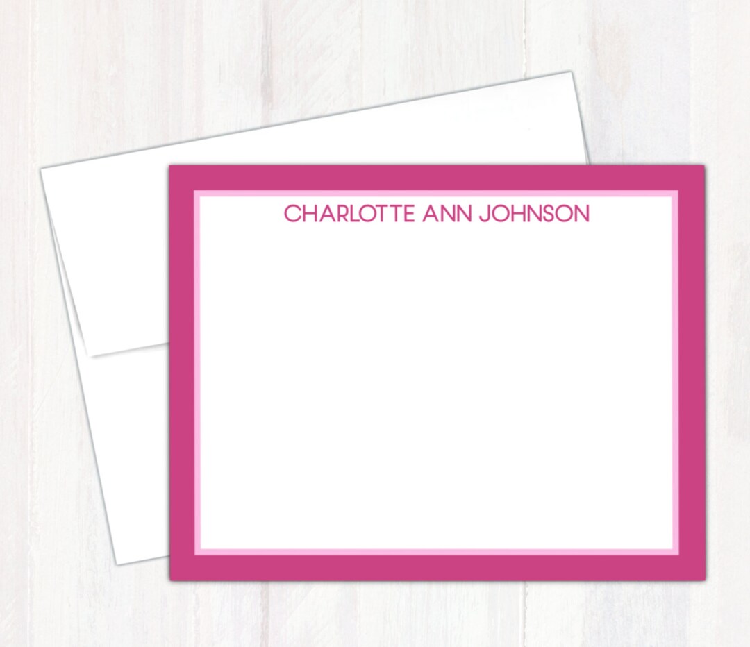 Border Note Card Stationary - Bordered Notecards With All Caps Font ...