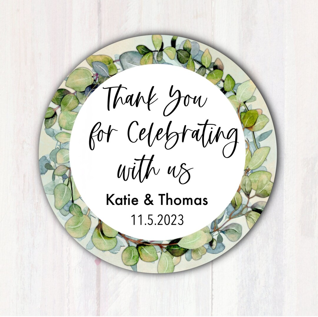 Custom Wedding Thank You Stickers Labels - Greenery Wedding Favor ...
