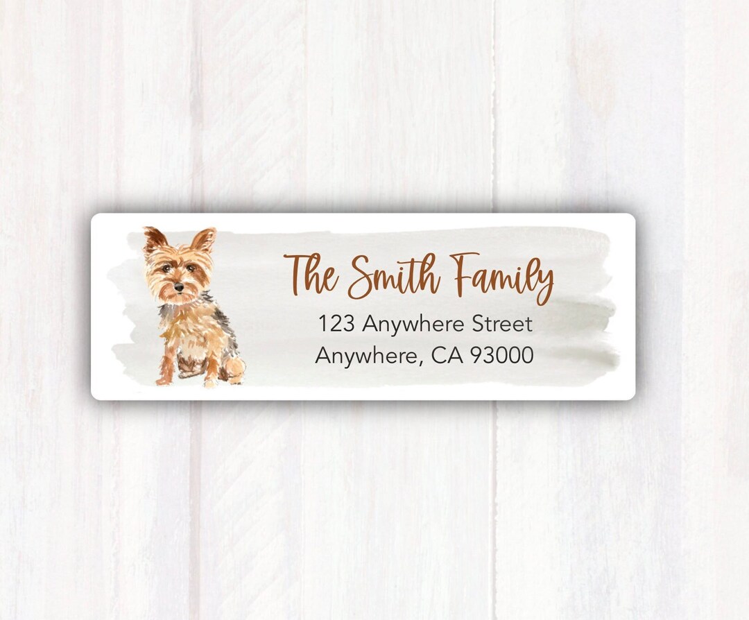 Yorkie Terrier Dog Address Labels - Personalized Dog Return Address ...