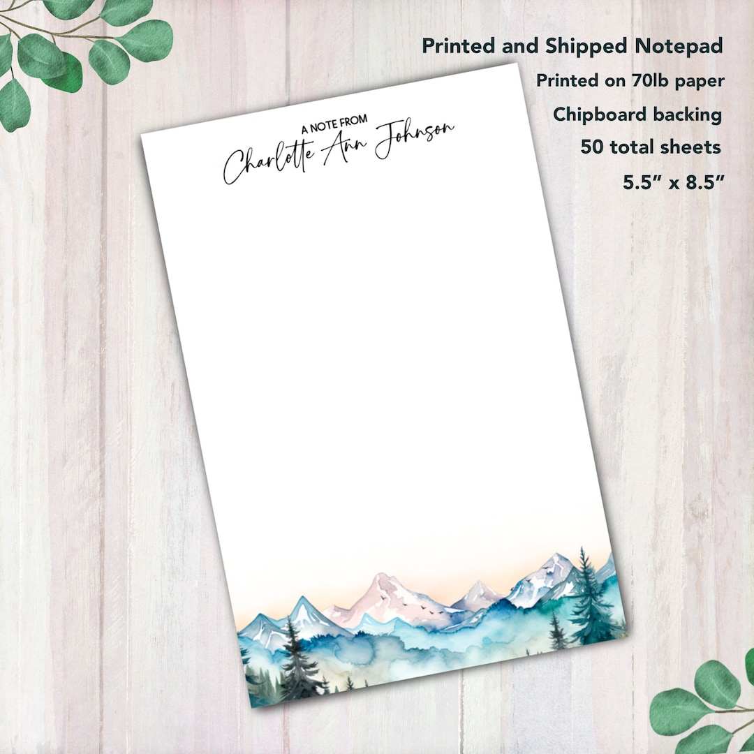 Personalized Notepad With Mountains Background - Stationery Gift ...