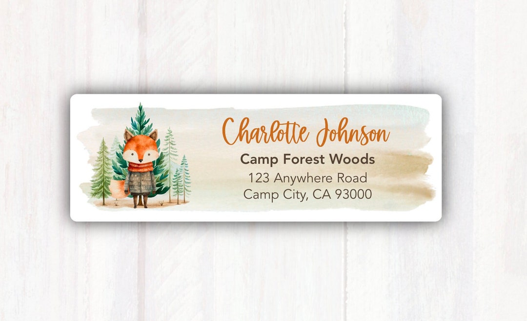Camp Address Labels - Personalized Fox in the Woods Address Labels ...