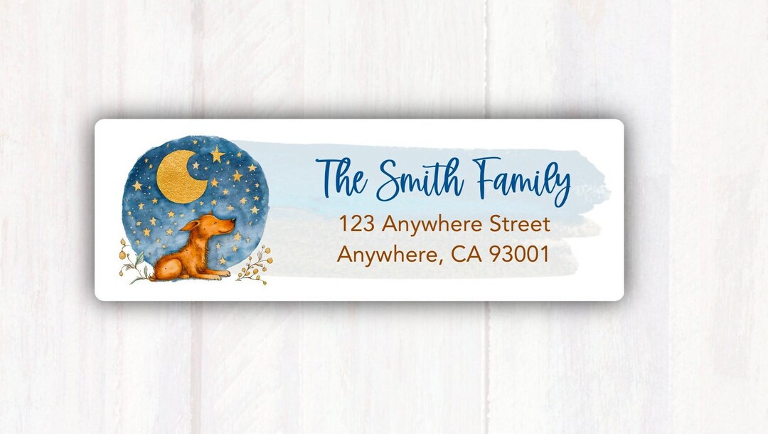 Dog Return Address Labels - Personalized Dog & Moon Return Address ...