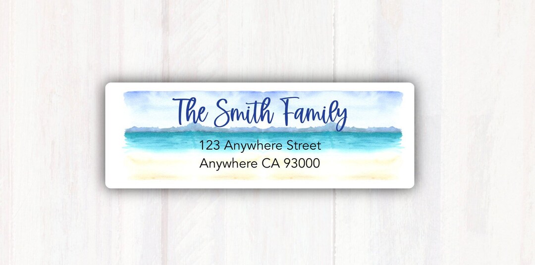 Beach Scene Watercolor Return Address Labels - Personalized Watercolor ...
