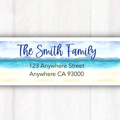 Beach Scene Watercolor Return Address Labels Personalized - Etsy