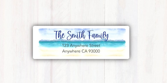Beach Scene Watercolor Return Address Labels Personalized - Etsy