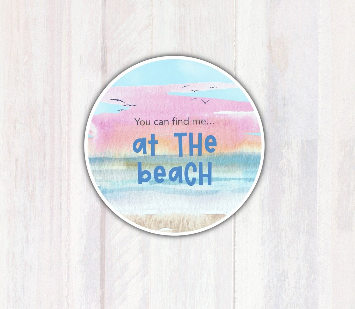 Beach Sunset Scene Vinyl Sticker 3 Waterproof Vinyl Sticker - Etsy
