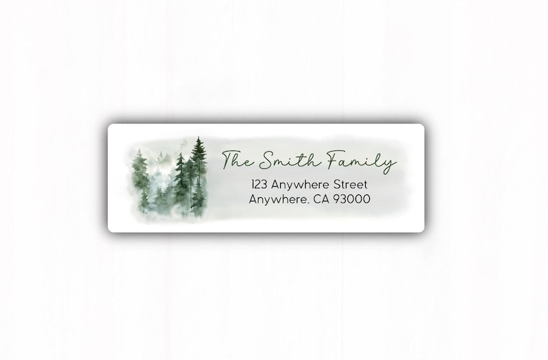 Watercolor Pine Tree Forest Return Address Labels - Return Address ...