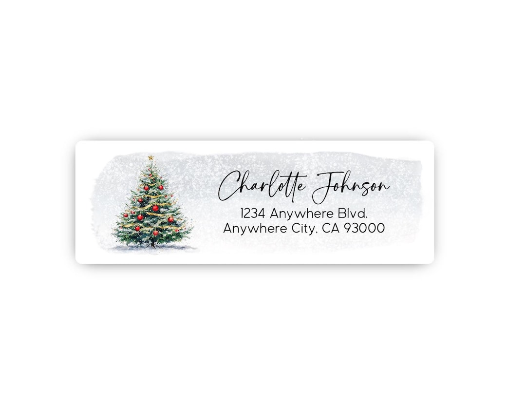 Personalized Christmas Tree Return Address Labels - Customized Address ...