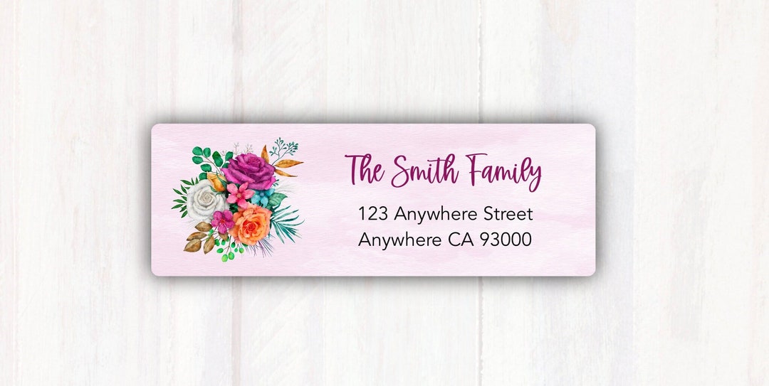 Roses Return Address Labels - Personalized Floral Address Labels - Rose ...