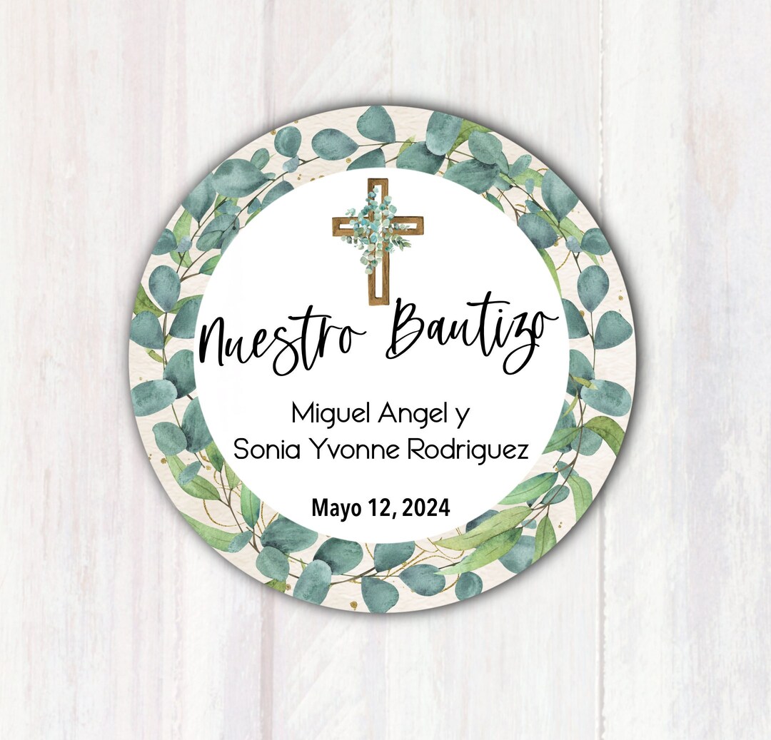 Nuestro Bautizo Stickers - Spanish Our Baptism Thank You Favor Stickers ...