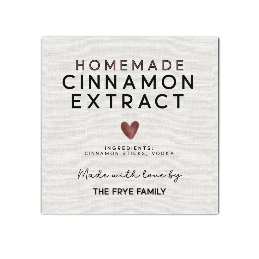 Homemade Cinnamon Extract Labels • Personalized Square Label • DIY ...