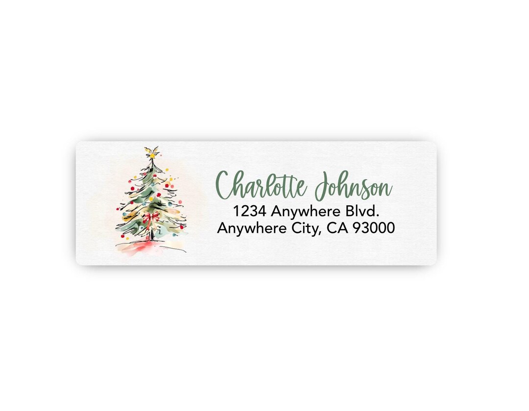 Christmas Tree Address Labels - Customized Christmas Return Address ...