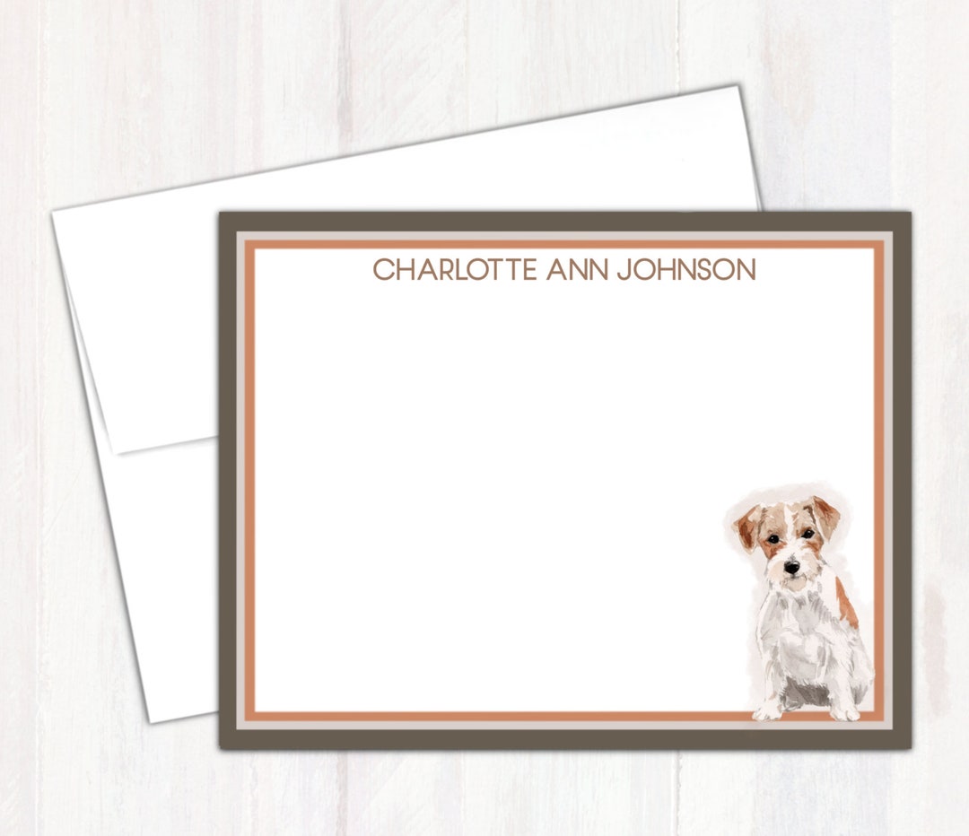Dog Note Card Stationary With Jack Russell - Personalized Bordered ...