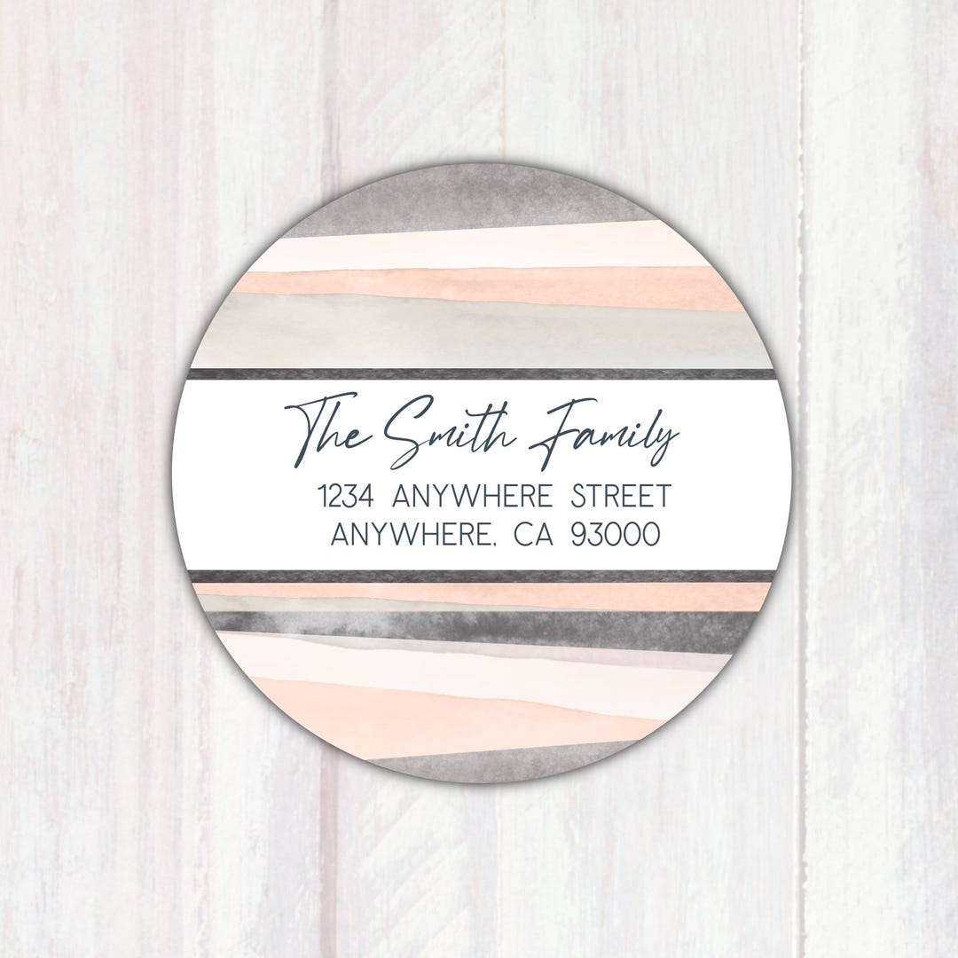Round Return Address Labels - Personalized Circle Address Labels - Grey ...