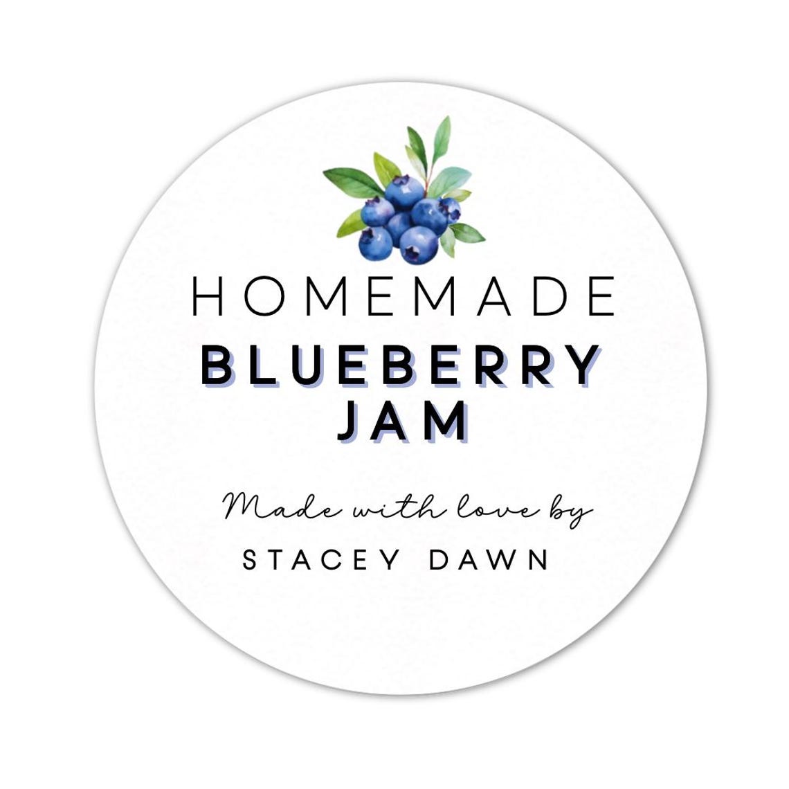 Homemade Blueberry Jam Label – 2” Round Personalized Jam Jar Stickers ...