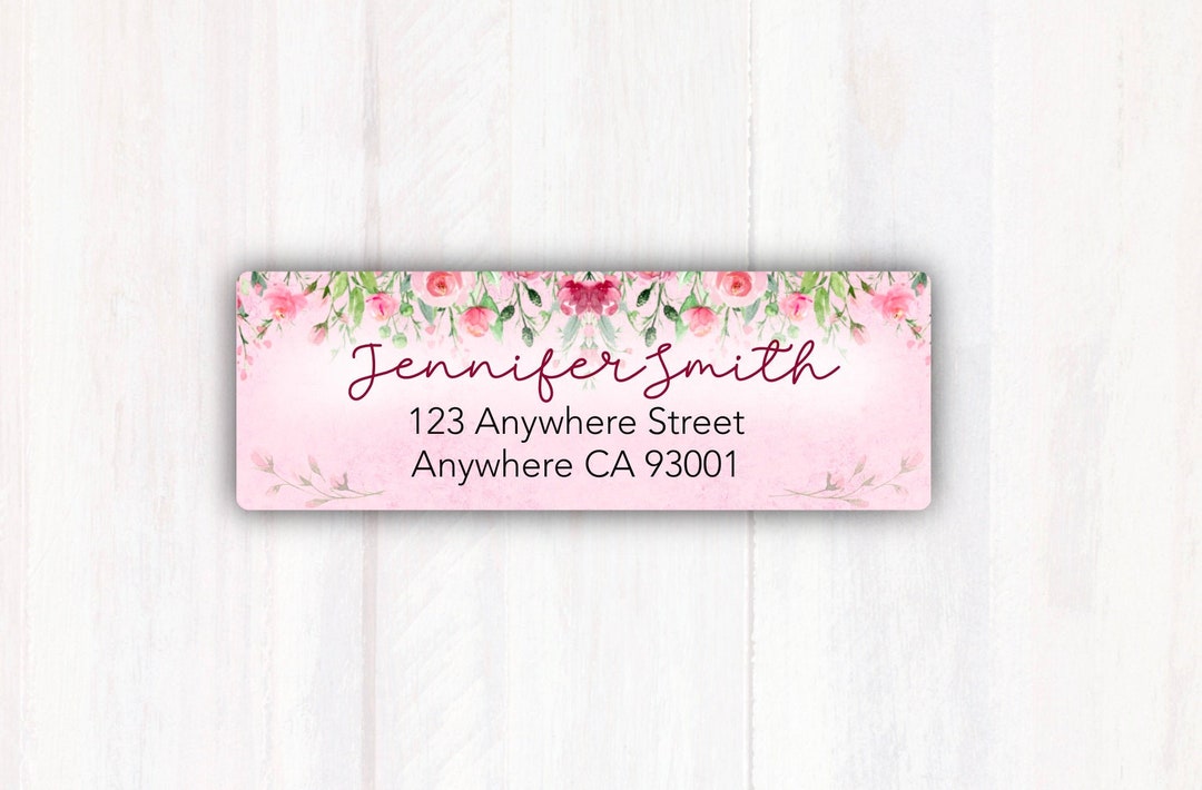 Pink Roses Return Address Labels - Pink Roaes Address Label - Custom ...