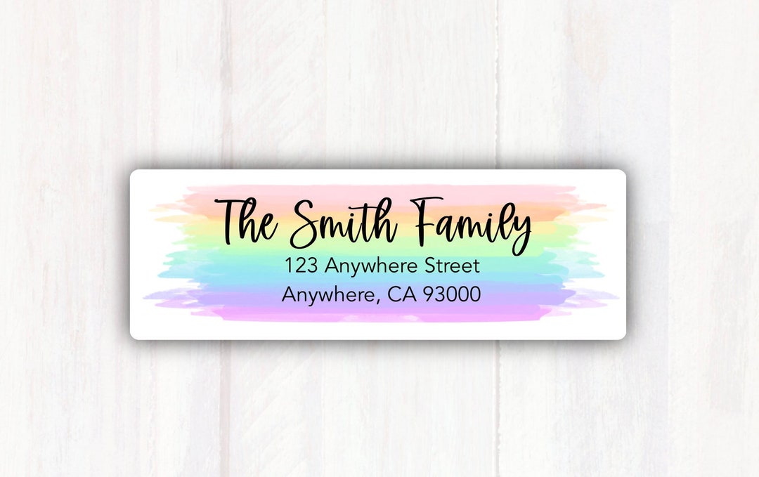 Pastel Rainbow Watercolor Return Address Labels - Personalized Address ...