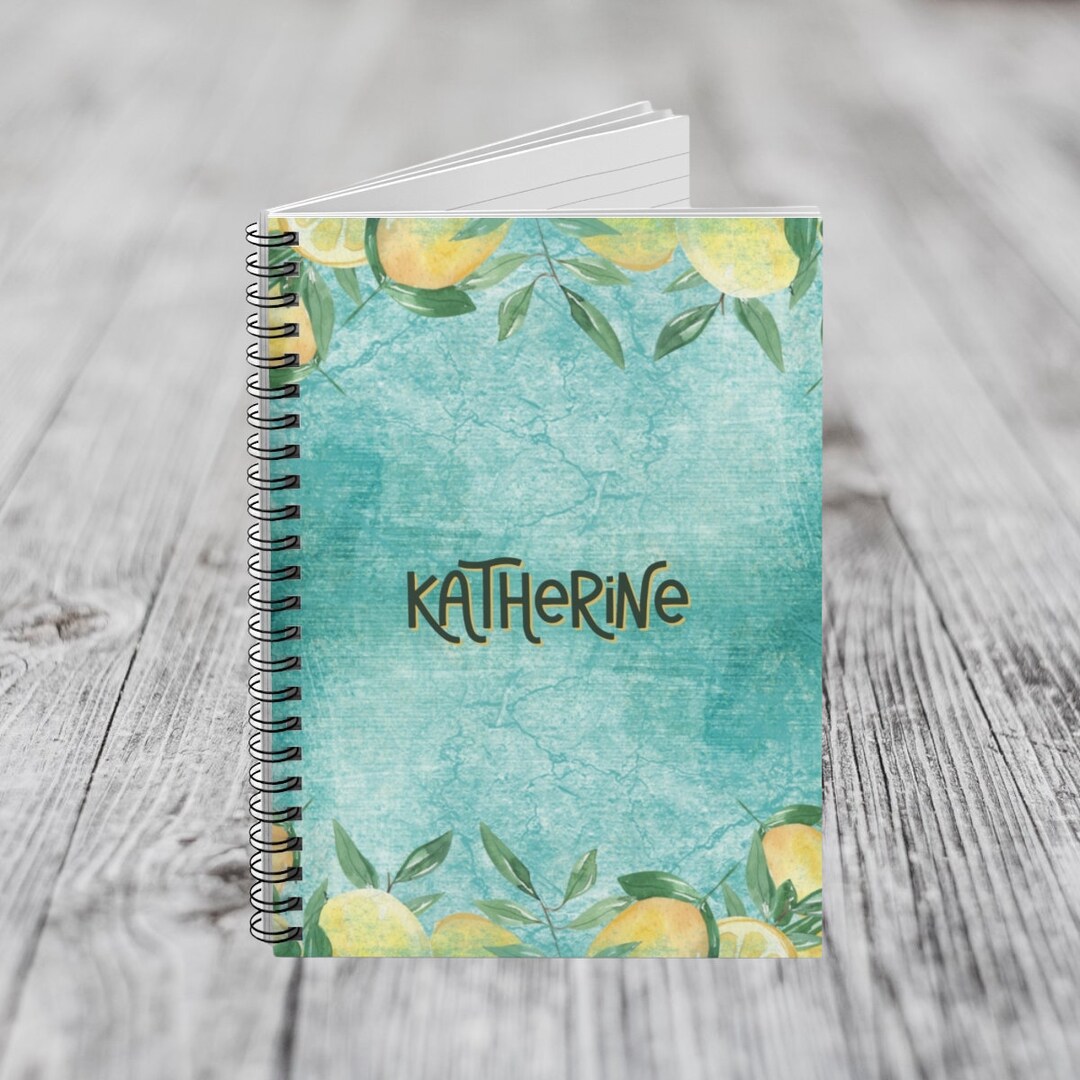 Lemon Notebook | Personalized Lemon Spiral Notebook | Personalized Name ...