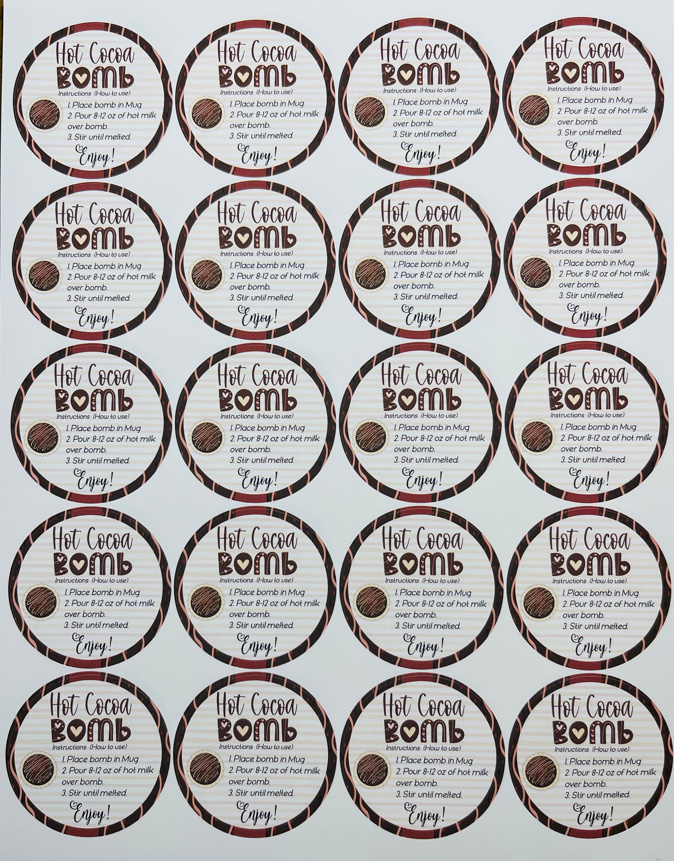 Hot Cocoa Bomb Labels - Hot Cocoa Bomb Stickers Instructions - Hot ...