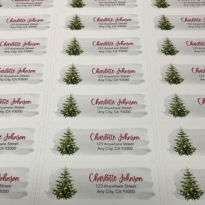 Return Address Labels Christmas Tree - Customized Christmas Address ...