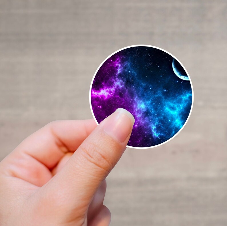 Moon in Galaxy Sticker 2.8 Round Satin Matte Sticker - Etsy