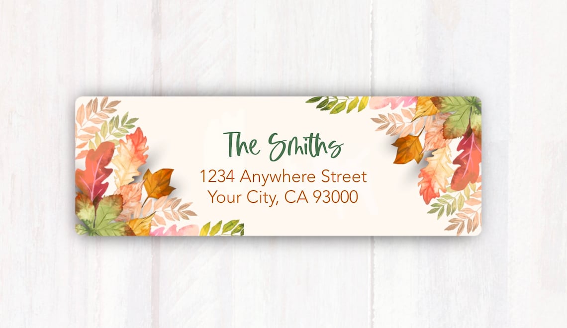 Autumn Leaves Return Address Labels Personalized Fall Leaves - Etsy