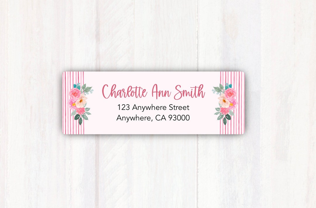 Pink Return Address Labels - Personalized Pink Roses Return Address ...