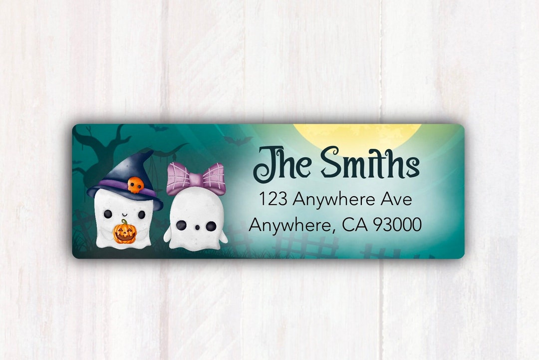Halloween Cute Ghosts Address Labels - Personalized Halloween Return ...