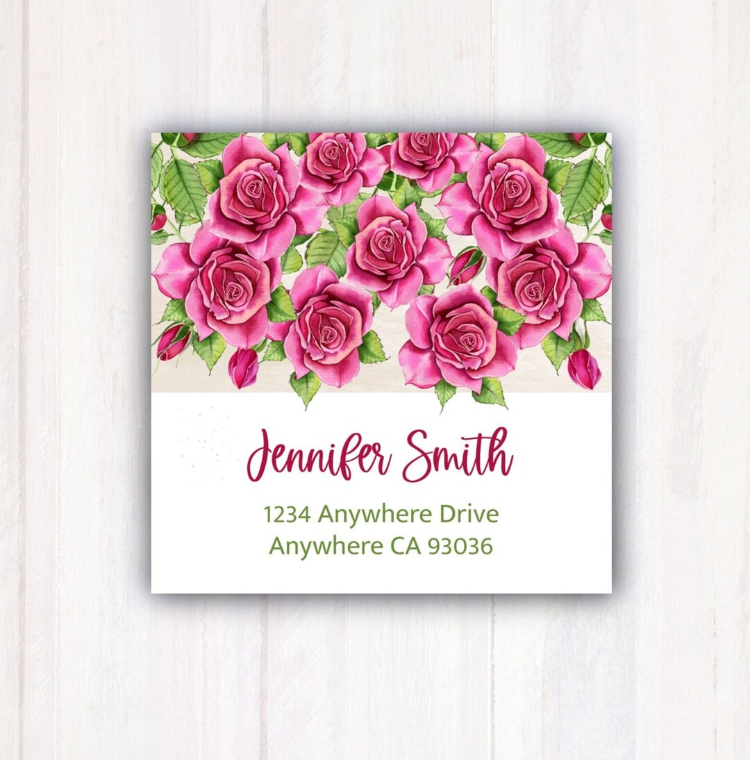 Pink Rose Address Labels - Personalized Pink Rose Return Address Labels ...