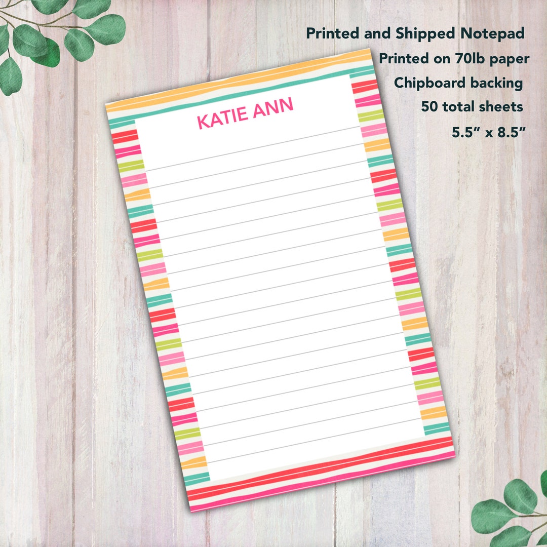 Personalized Kids Notepad - Pink Chevron Notepads for Girls- Custom ...