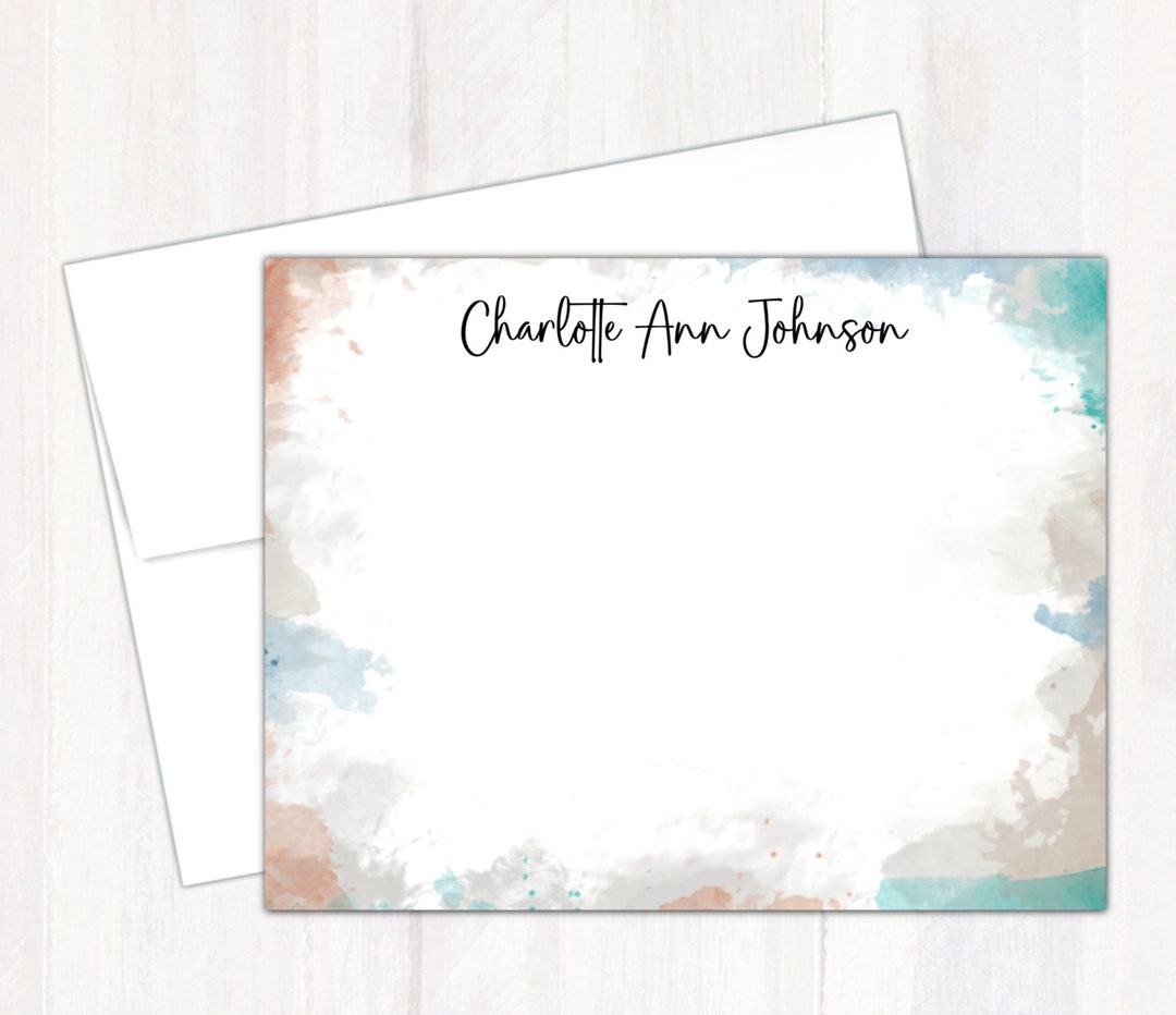 Personalized Note Cards With Envelope - Custom Notecards Stationery ...