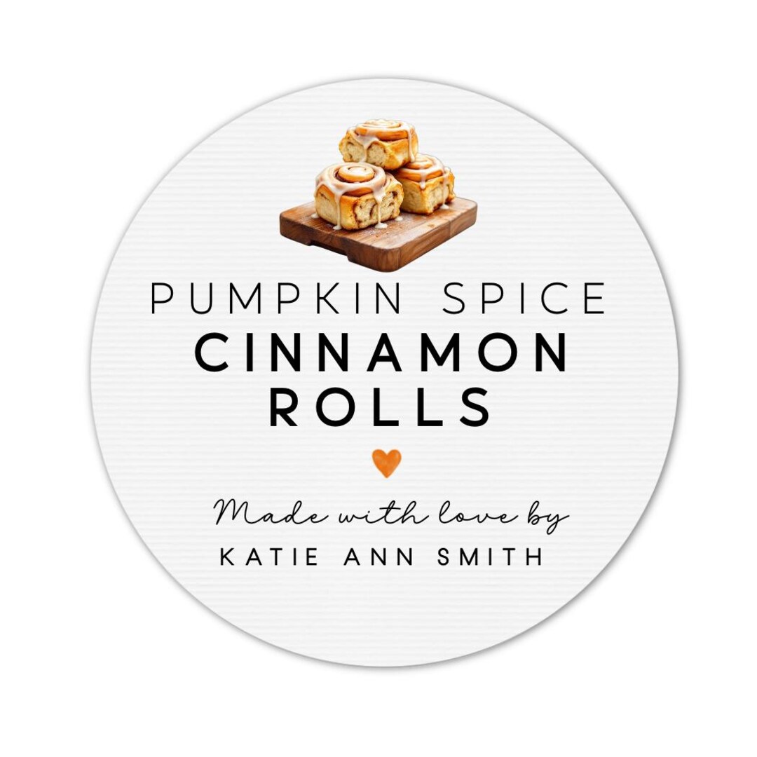 Pumpkin Spice Cinnamon Roll Labels • Homemade Fall Baking Stickers ...
