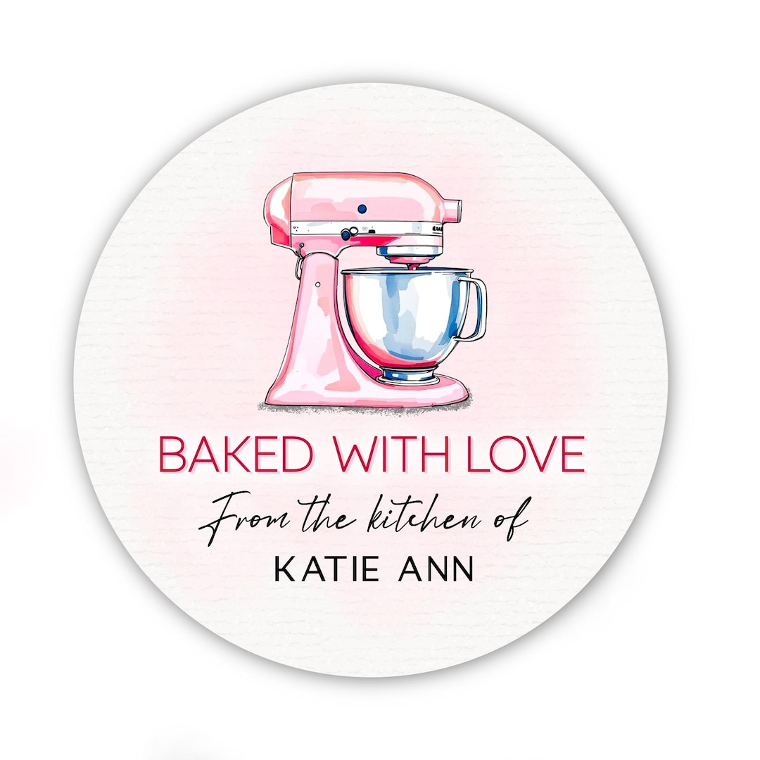PRINTED: Baked With Love Stickers - Personalized 2” Round Kitchen ...