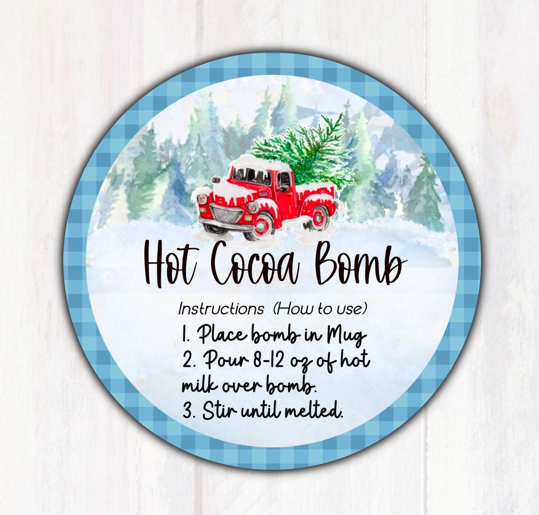 Hot Cocoa Bomb Labels Christmas Truck -winter Hot Cocoa Bomb Stickers ...