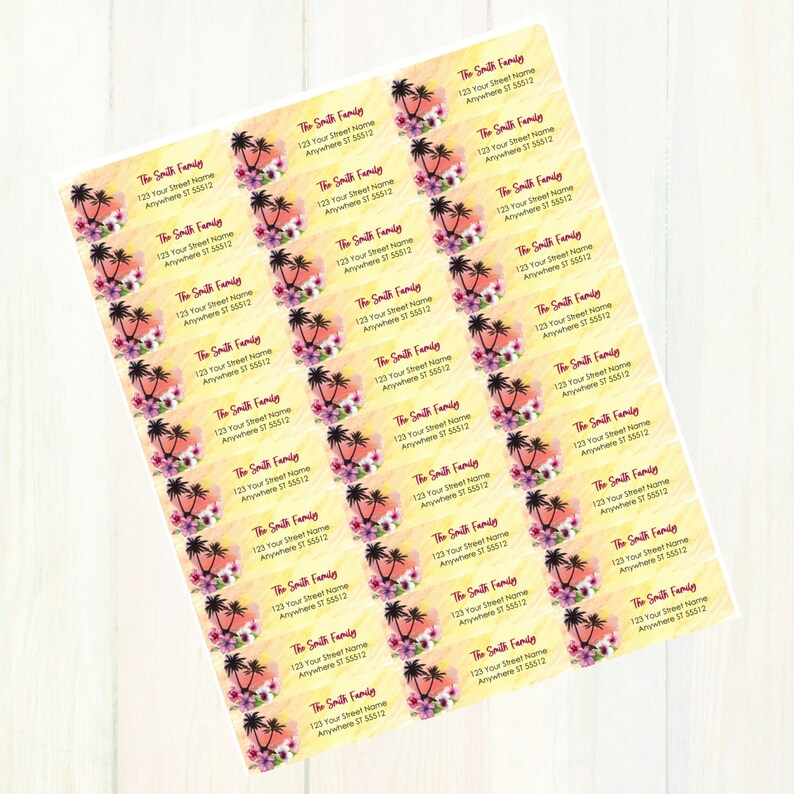 Tropical Return Address Labels - Personalized Palm Tree Return Address ...