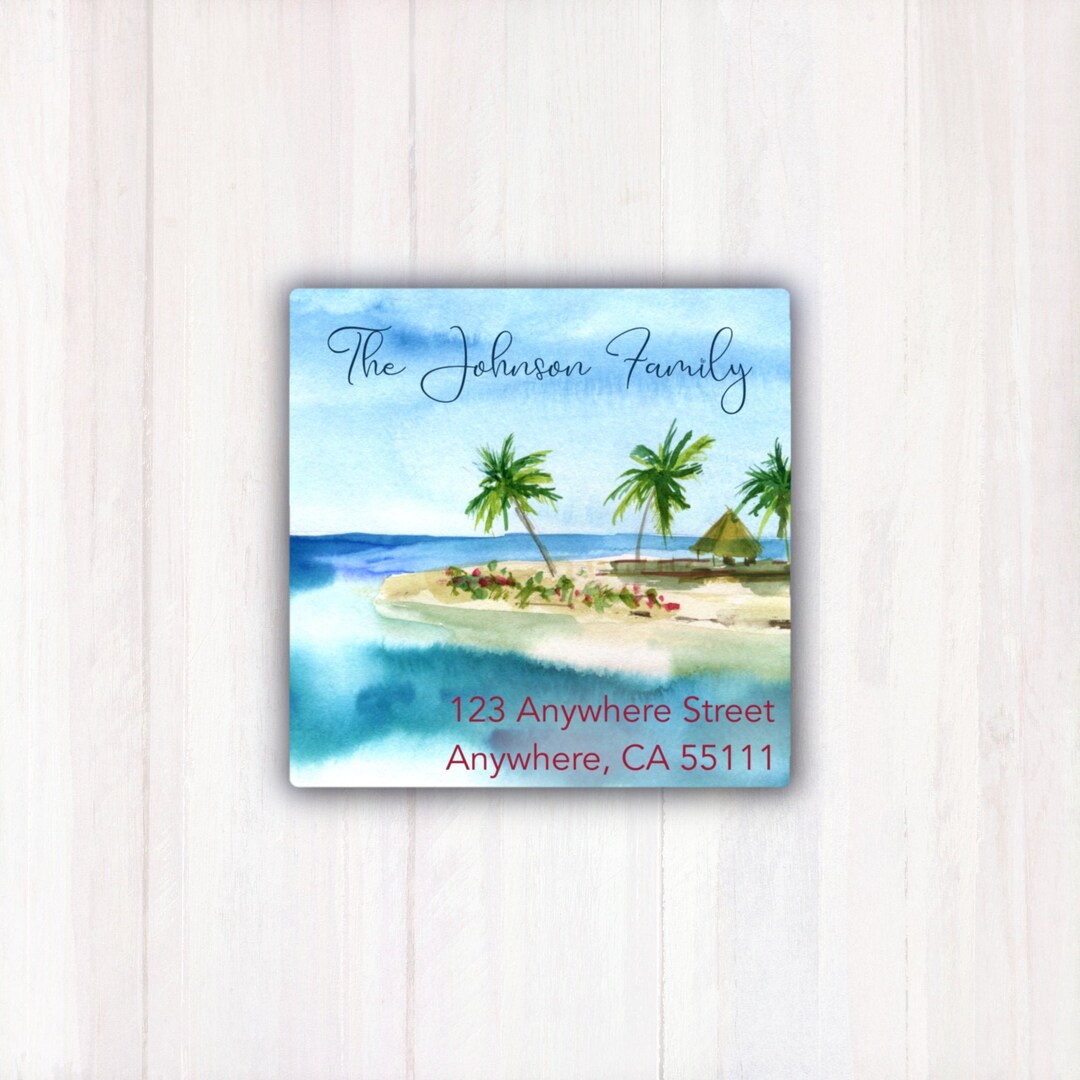 Tropical Island Personalized Return Address Labels - Island Address ...