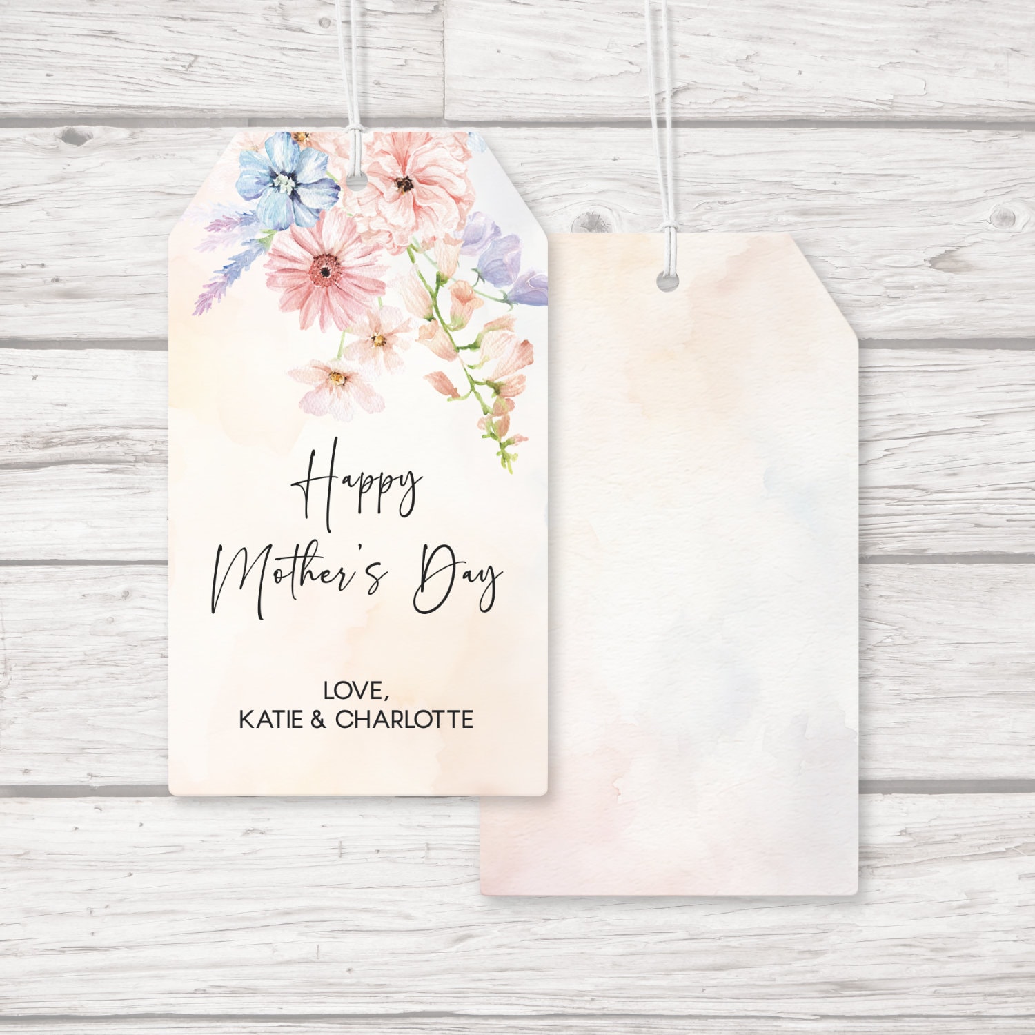 Printed Happy Mother’s Day Gift Tags - Personalized Pastel Flowers ...