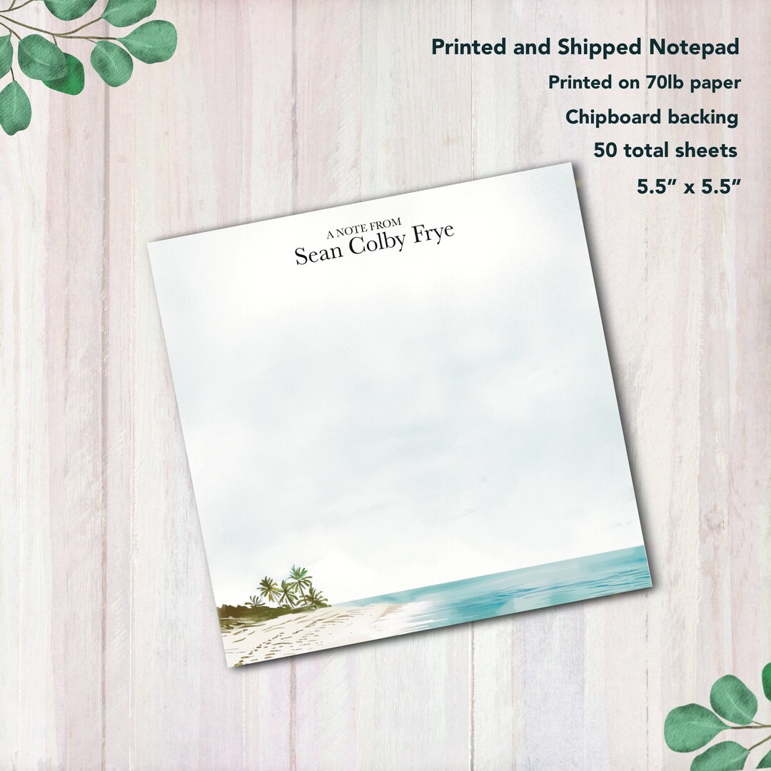 Personalized Beach Notepad - Customized Ocean Beach Square Note Pad ...