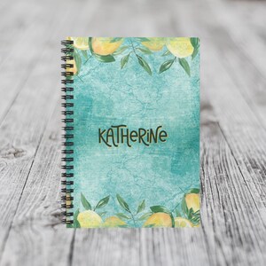 Lemon Notebook | Personalized Lemon Spiral Notebook | Personalized Name ...