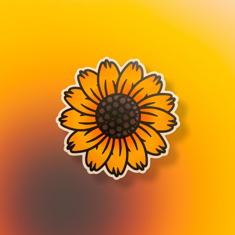 Sunflower Sticker A 3 Floral Sticker for Water Bottles - Etsy