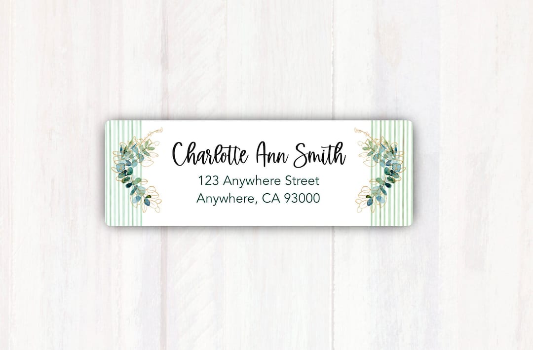 Green Return Address Labels - Personalized Eucalyptus Greenery Return ...