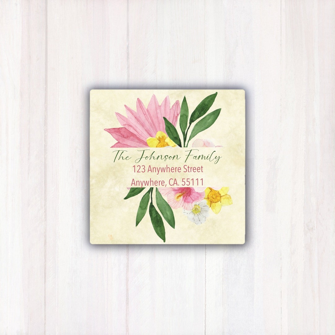 Watercolor Tropical Flowers Return Address Labels - Tropical Address ...